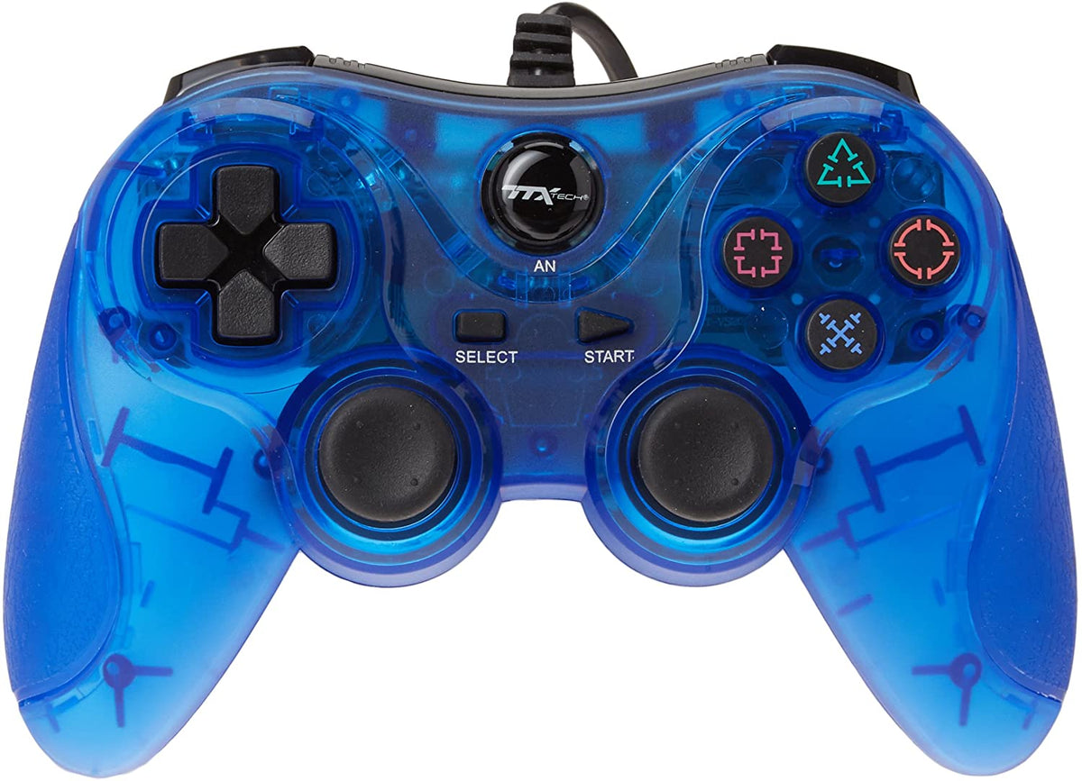 PS2 Controller Wired Ttx Blue Transparent New – Iceman Video Games